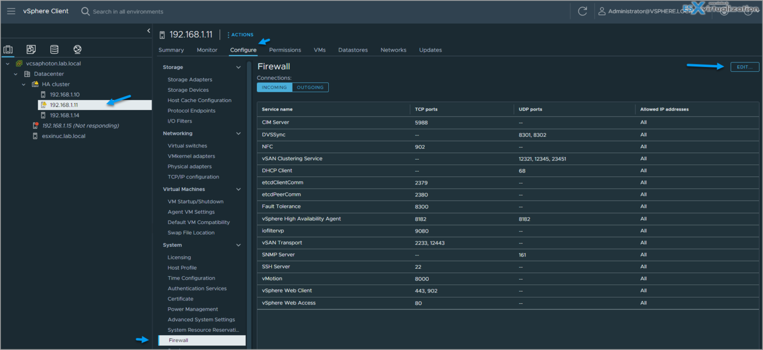 VCP-DCV on vSphere 8.x Objective 4.19.5 – Configure ESXi firewall - ESX ...