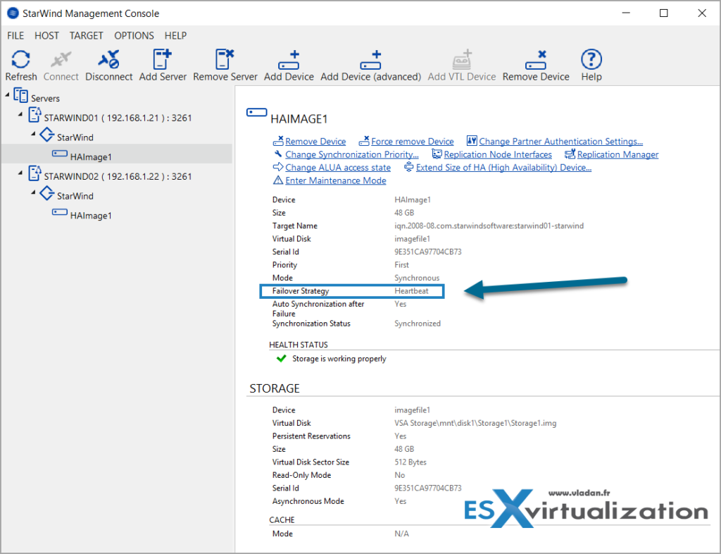 2-Nodes clusters without Witness - StarWind VSAN Heartbeat Failover Strategy - ESX Virtualization
