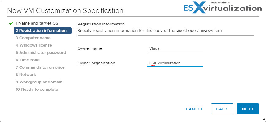 What is VMware VM Customization Specification and How to use it? - ESX Virtualization
