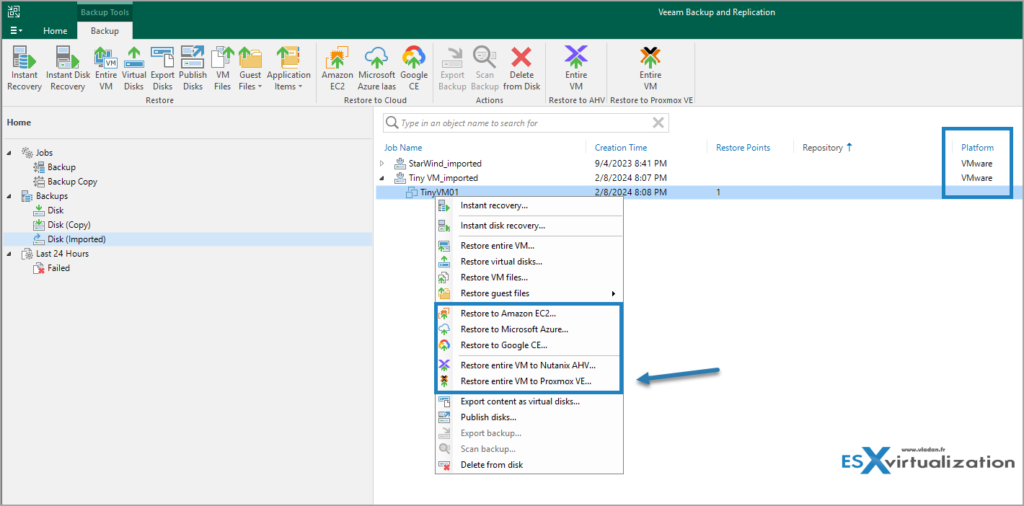 Migration From Vmware To Another Virtualization Platform With Veeam Backup And Replication Esx
