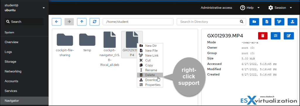 How to install Cockpit Navigator - Linux File Manager - ESX Virtualization