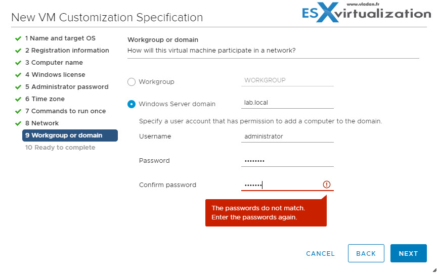 What Is Vmware Vm Customization Specification And How To Use It Esx