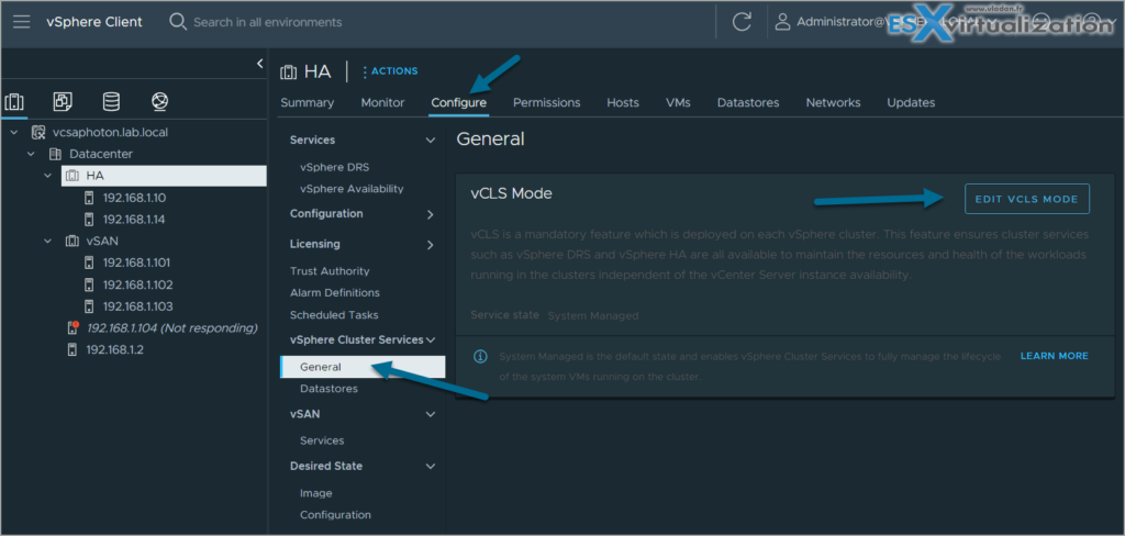 VMware vSphere 8.0 U2 and New UI for vSphere Cluster Services (vCLS ...