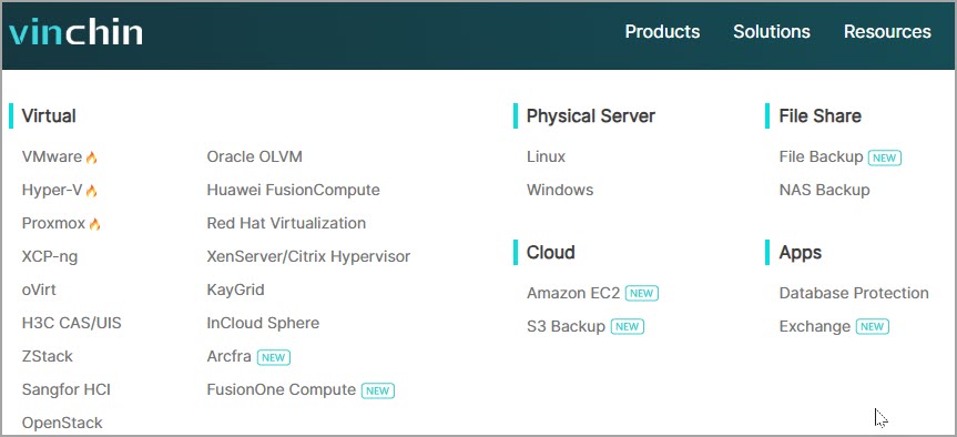 Backup solution that supports 15+ Hypervisors - Vinchin Backup and Recovery - ESX Virtualization