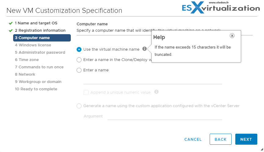 What Is Vmware Vm Customization Specification And How To Use It Esx Virtualization 4326