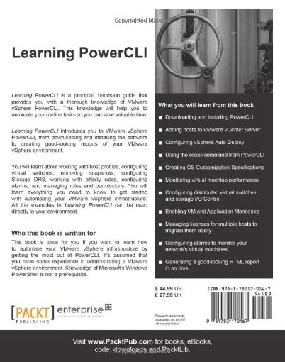 New Book - Learning PowerCLI - ESX Virtualization