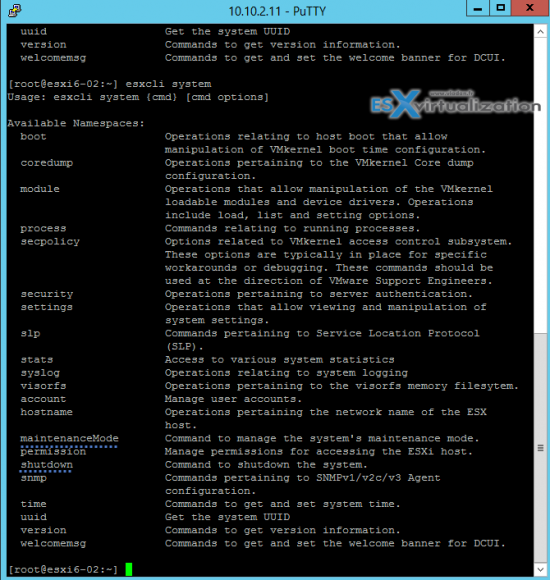 VMware ESXi Command List - Maintenance
