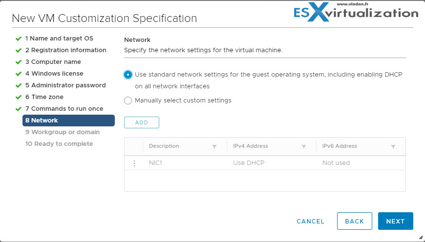 What is VMware VM Customization Specification and How to use it? - ESX Virtualization