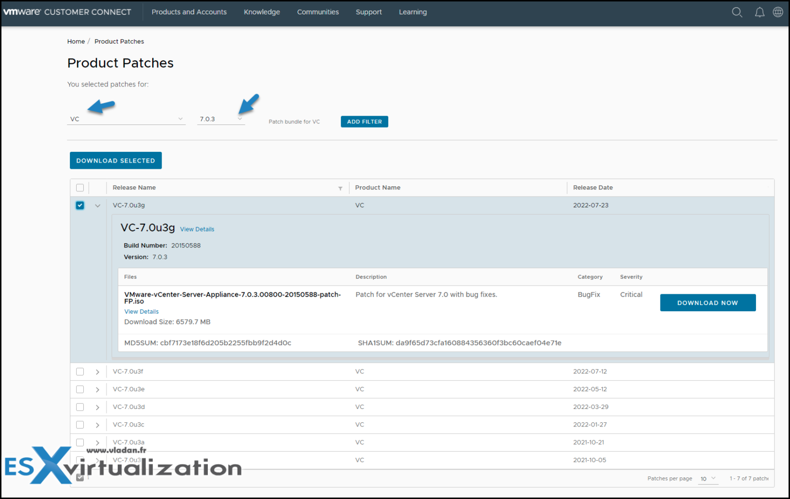 VMware vCenter Server 7.03 U3g - Download and patch - ESX Virtualization