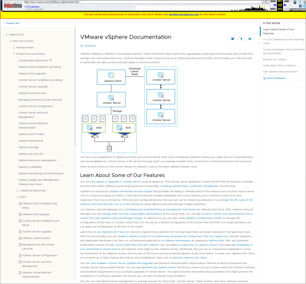 Quick tip and solution How to find older vSphere documentation PDFs - ESX Virtualization