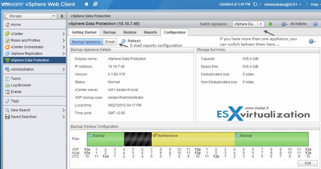 vSphere Data Protection (VDP) - backup and master - ESX Virtualization